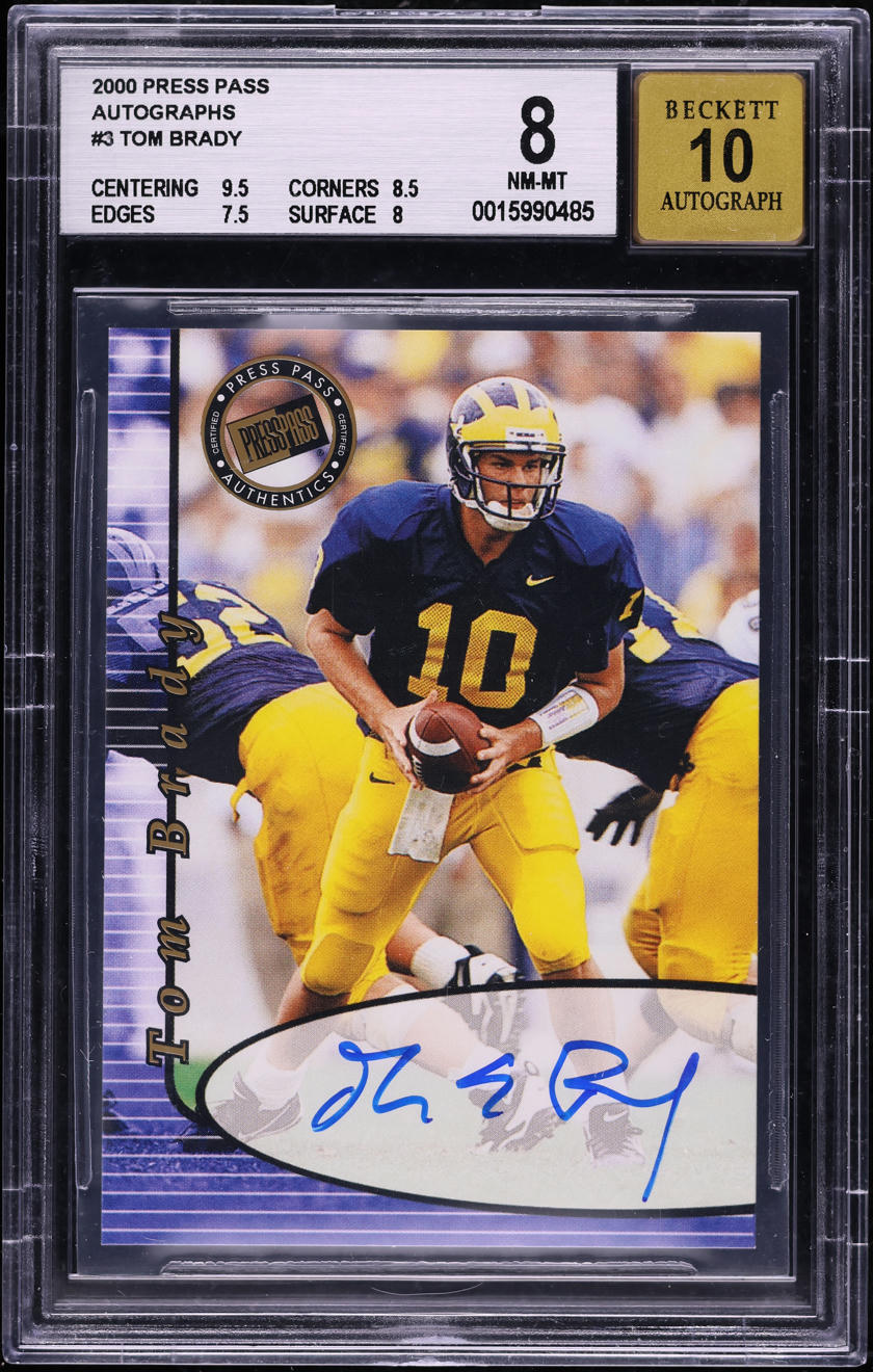 2000 Press Pass Football Tom Brady ROOKIE AUTO #3 BGS 8 NM-MT on ...