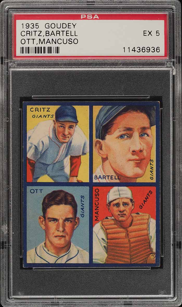 1935 Goudey 4-In-1 Bartell Critz Mancuso Ott PSA 5 EX on Fanatics Collect