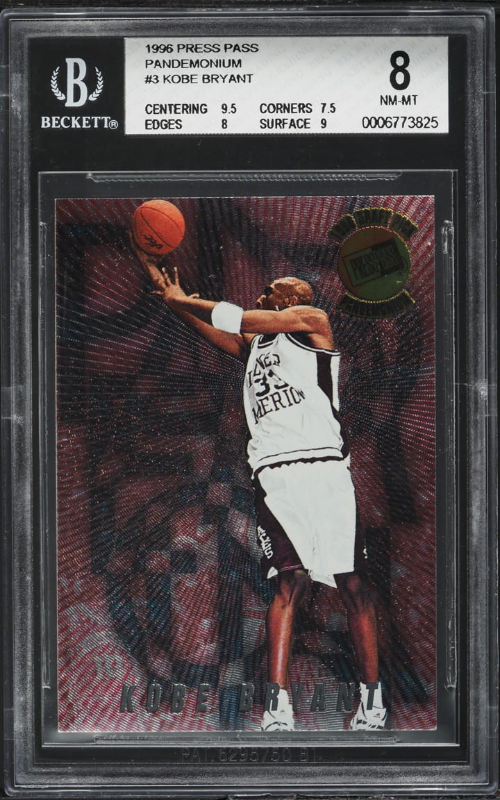 1996 Press Pass Pandemonium Kobe Bryant ROOKIE #3 BGS 8 NM-MT on ...