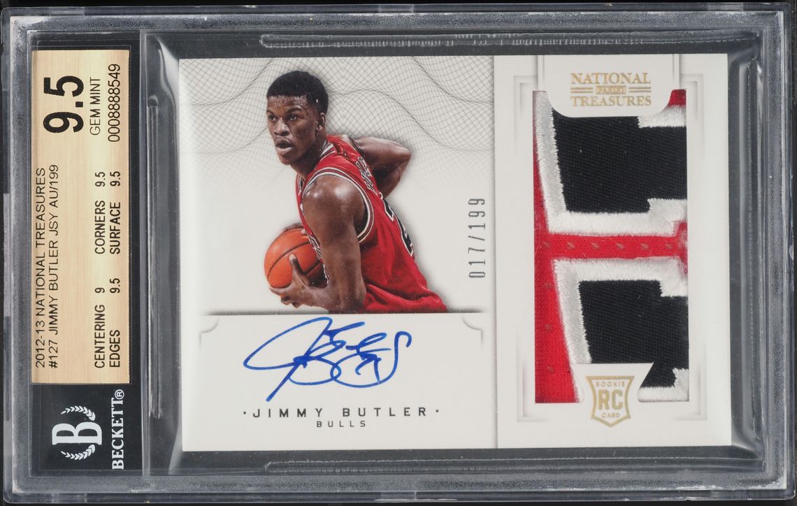 2012 National Treasures Jimmy Butler ROOKIE PATCH AUTO /199 #127 BGS 9. ...