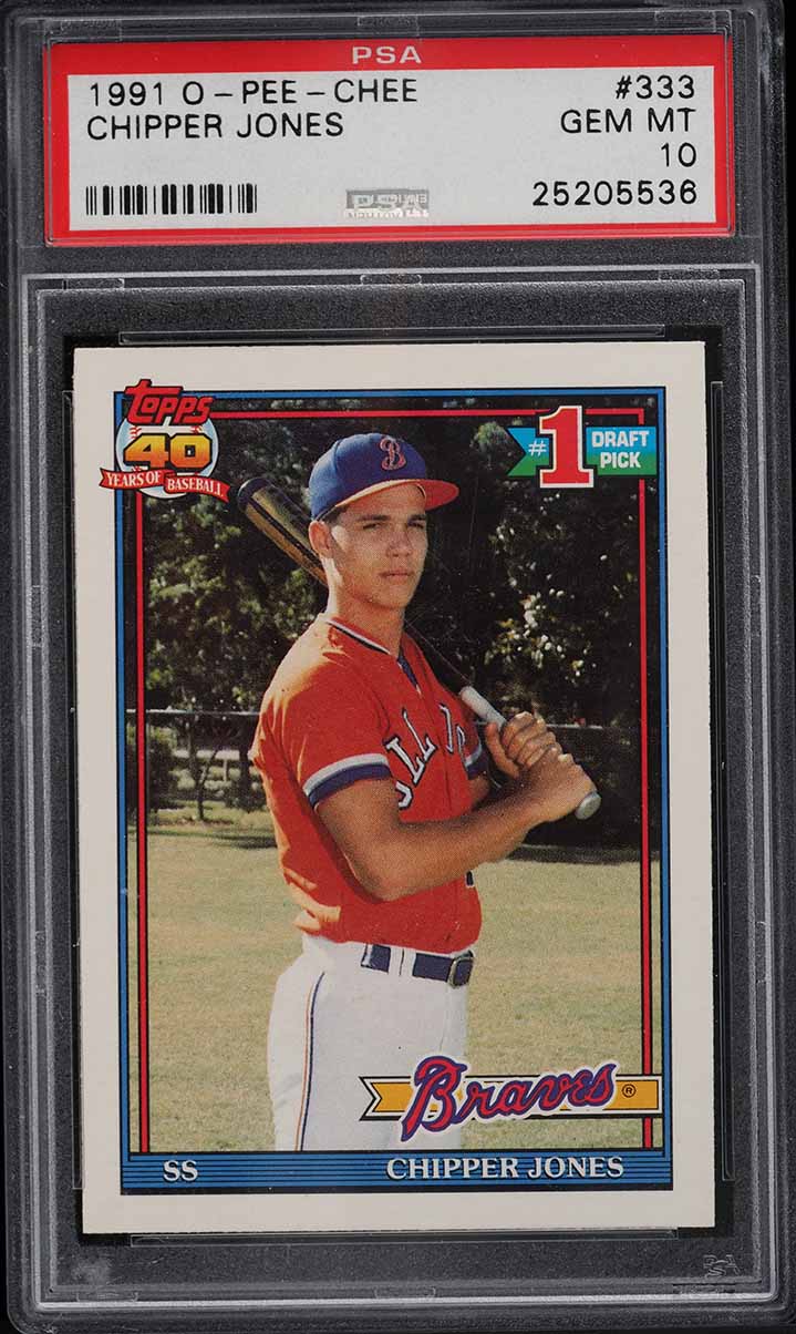 1991 O-Pee-Chee Chipper Jones ROOKIE #333 PSA 10 GEM MINT on Fanatics ...