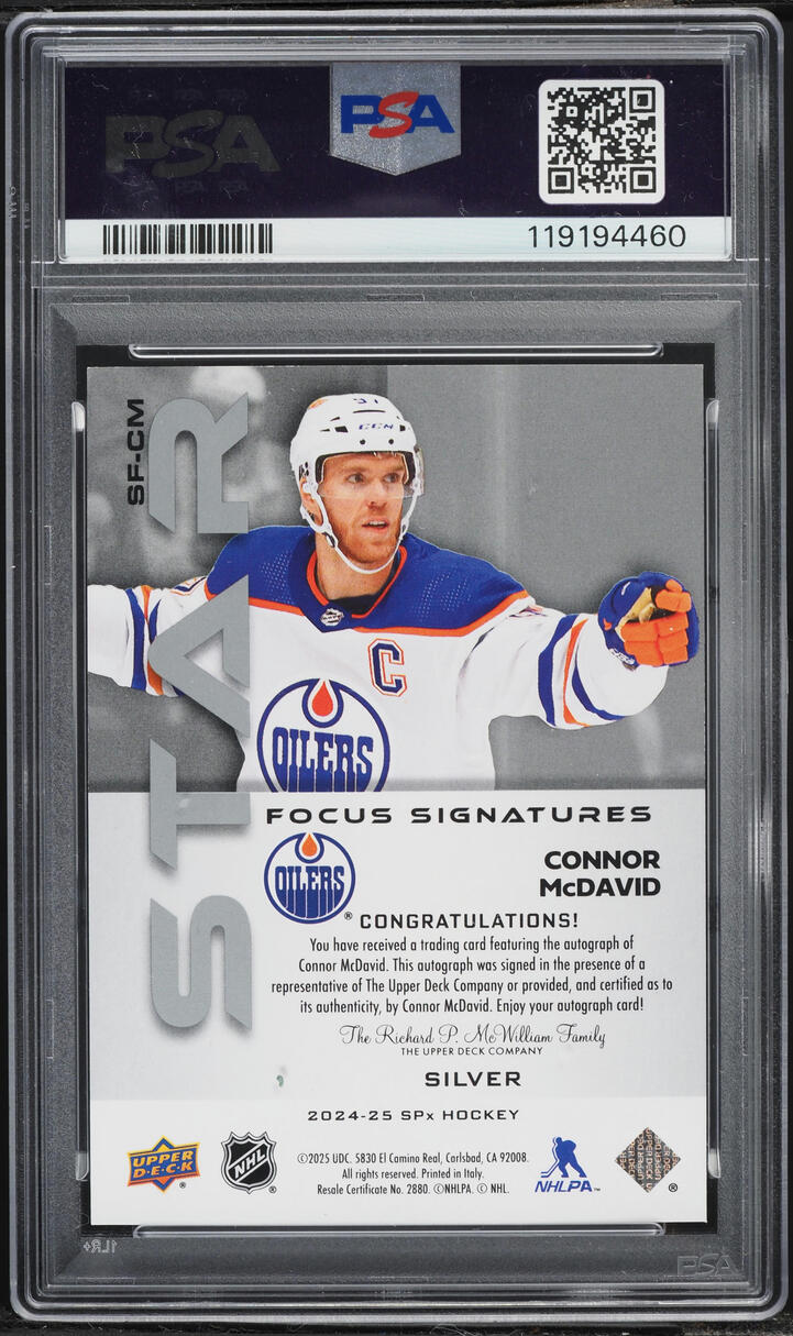 2024 SPx Star Focus Signatures Connor McDavid AUTO #SFCM PSA 10 GEM ...