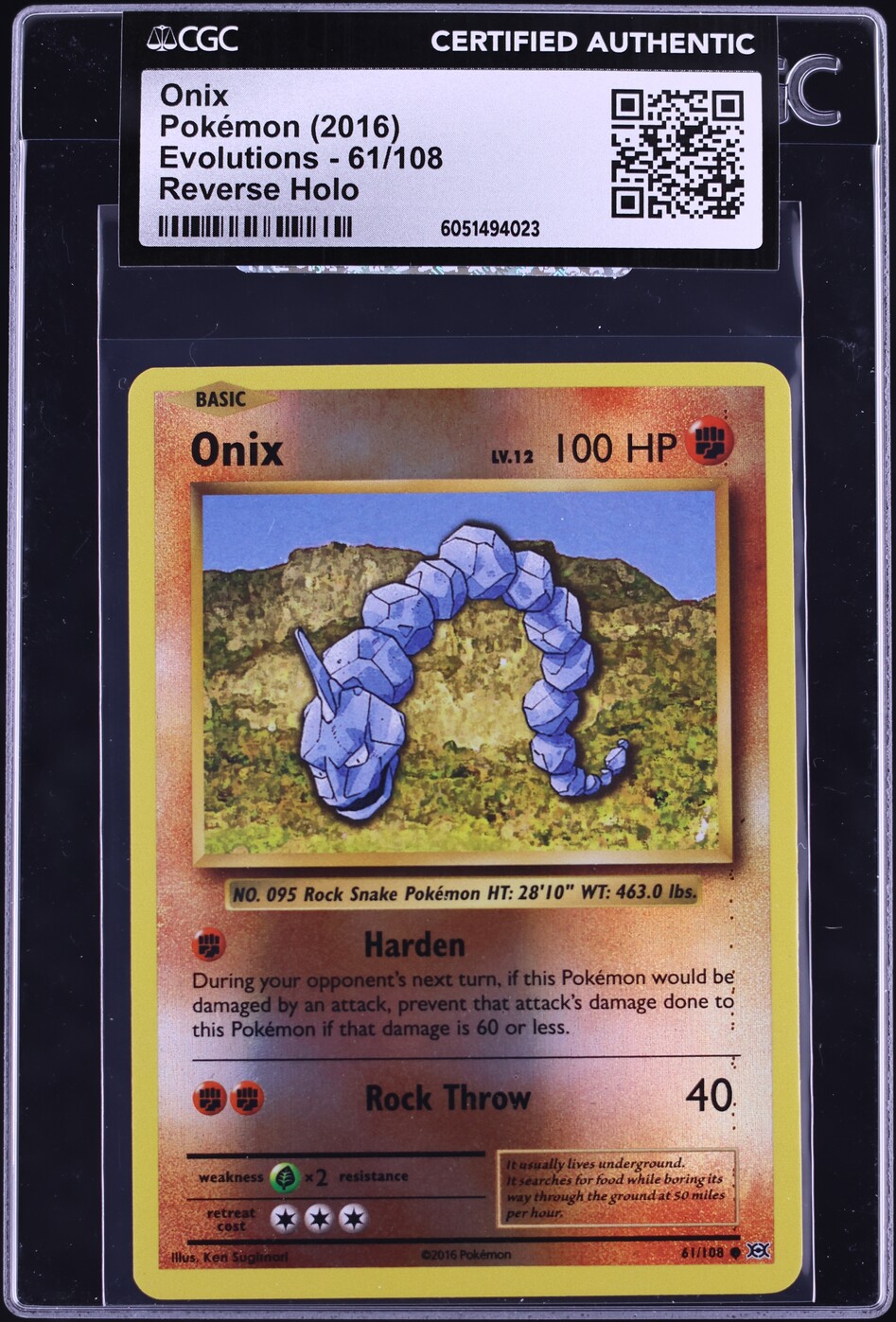 2016 Pokemon XY Evolutions Reverse Holo Onix #61 CGC AUTH on Fanatics Collect
