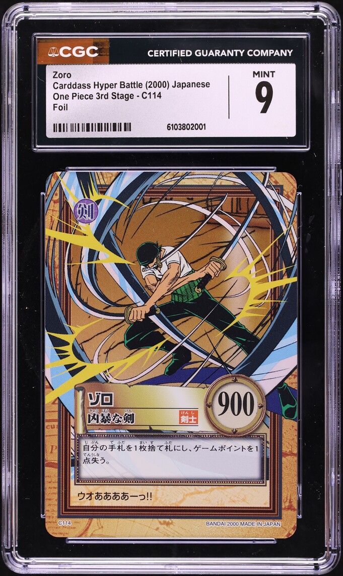 2000 One Piece Japanese Carddass Hyper Battle 3rd Stage Foil Zoro #C114 CGC 9 MINT on Fanatics ...