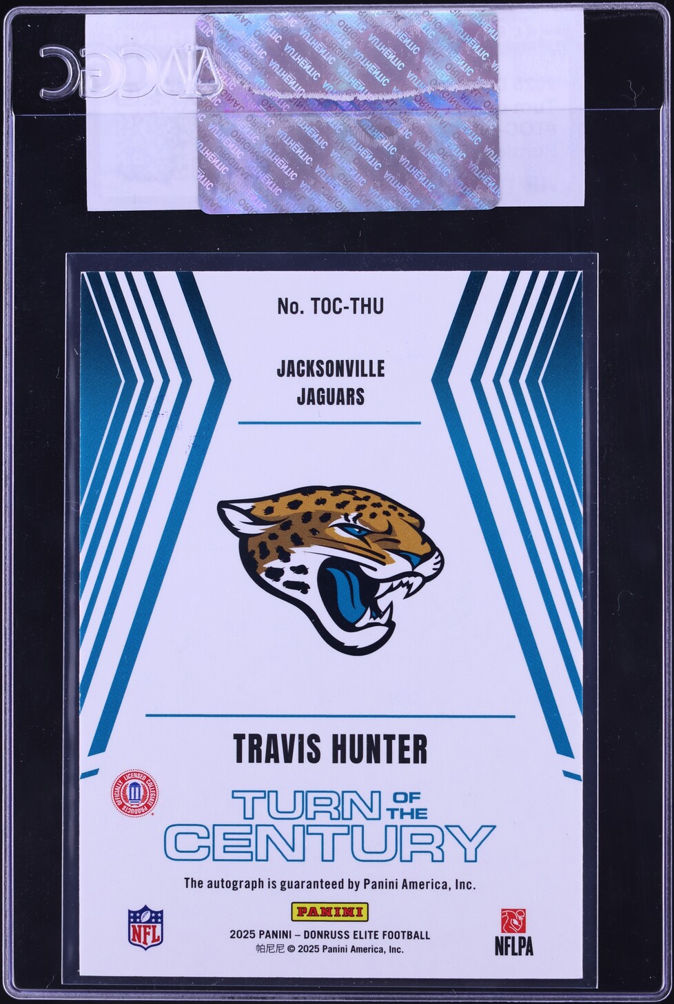 2025 Donruss Elite Purple Travis Hunter ROOKIE AUTO 1/15 #TOC-THU CGC ...