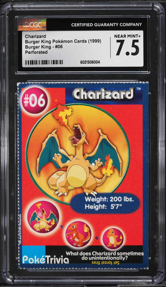1999 Pokemon Burger King Nintendo Perforated Charizard #6 CGC 7.5 NRMT+ on Fanatics Collect