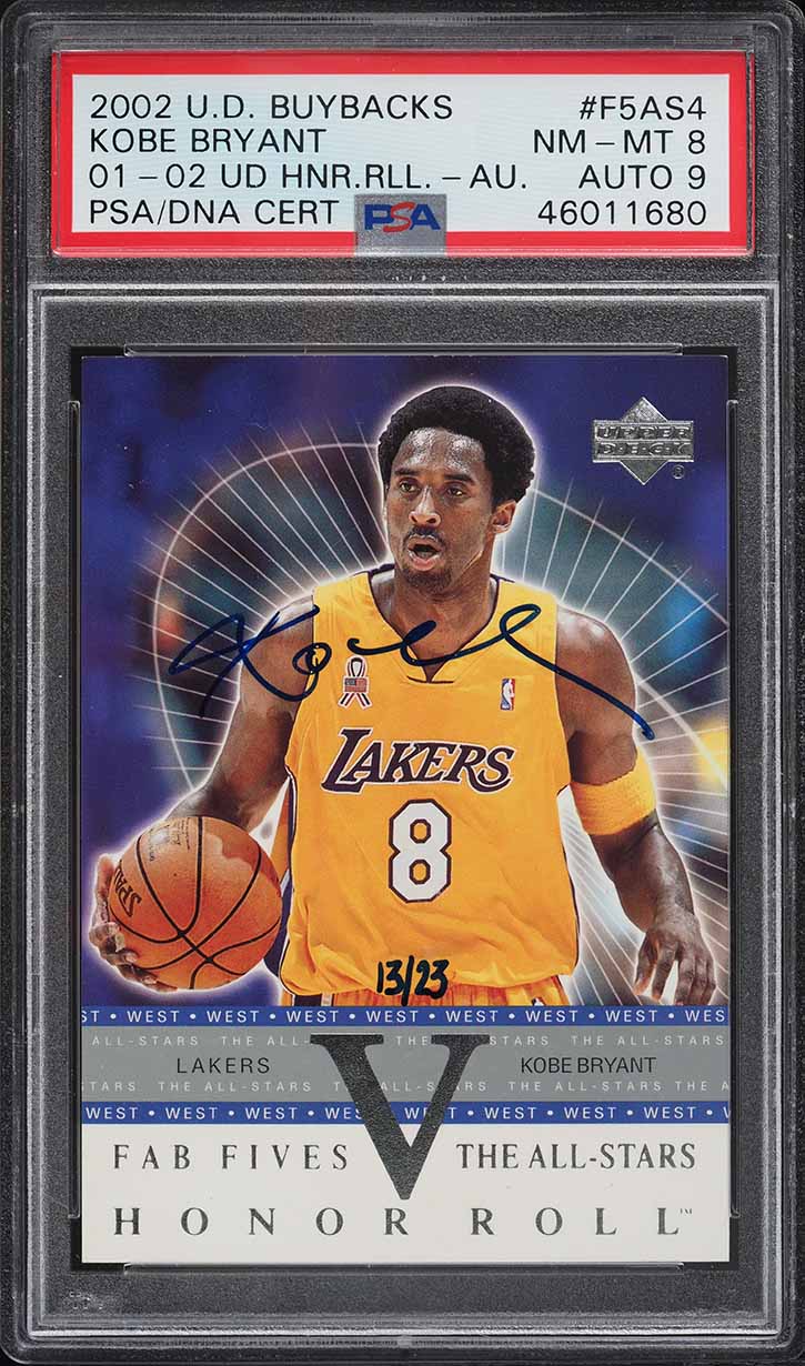 2002 Upper Deck Buybacks '01 Honor Kobe Bryant AUTO DNA 9 /23 PSA 8 NM-MT on Fanatics Collect