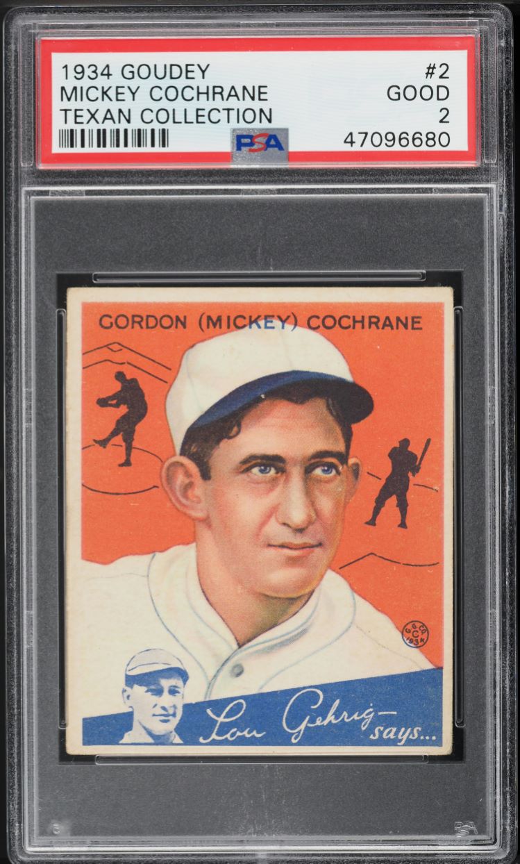 1934 Goudey Mickey Cochrane #2 PSA 2 GD on Fanatics Collect