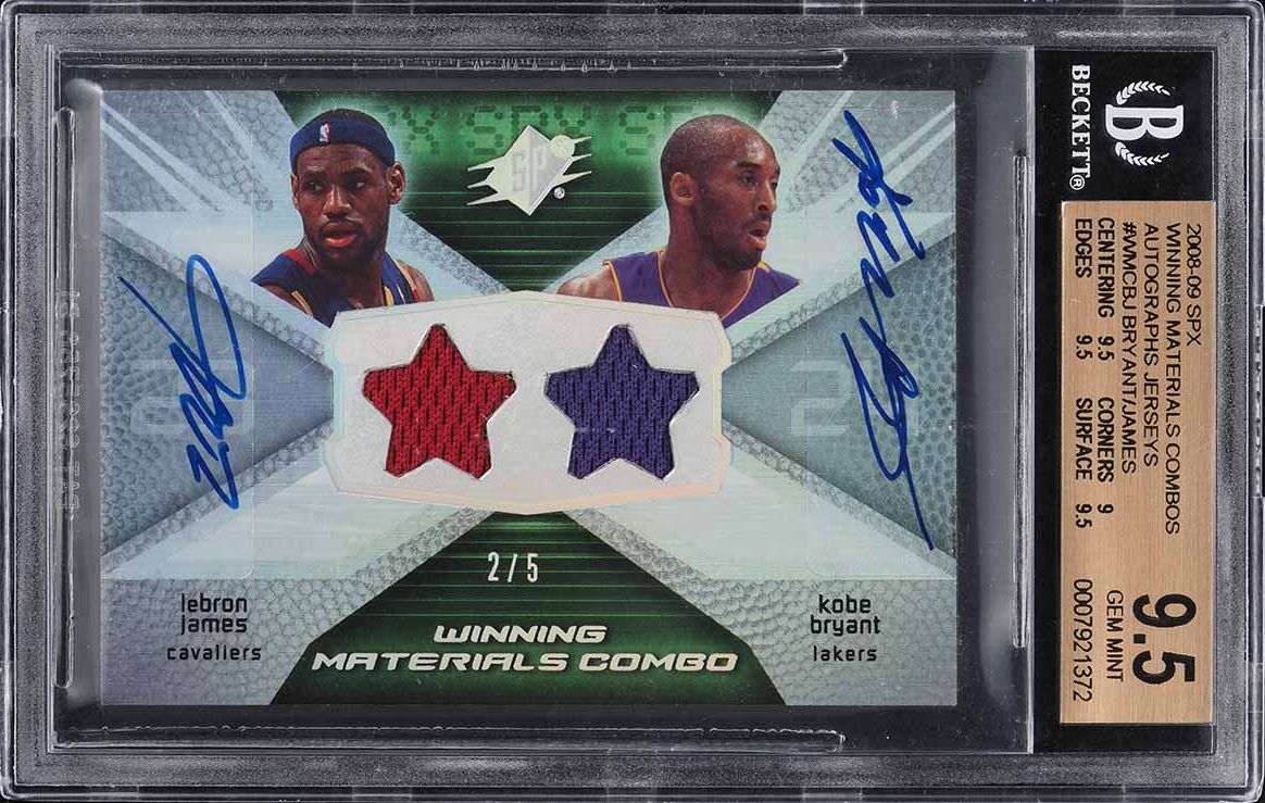 2008 SPx Winning Materials Combos LeBron James Kobe Bryant PATCH AUTO ...