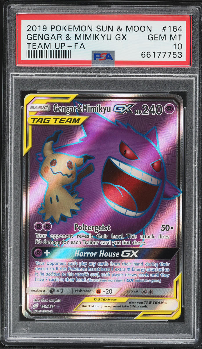 2019 Pokemon Sun & Moon Team Up Gengar & Mimikyu GX #164 PSA 10 GEM ...