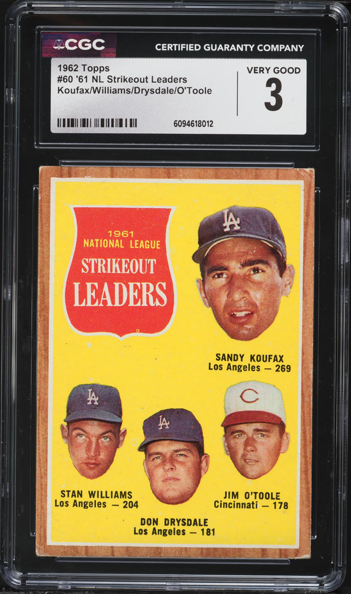 1962 Topps Sandy Koufax Stan Williams Don Drysdale Jim O'Toole ...