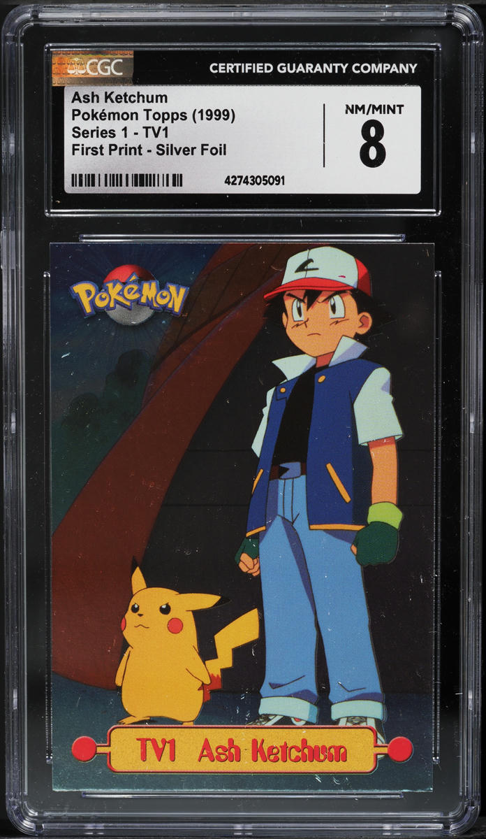 1999 Topps Pokemon Series 1 First Print Silver Foil Ash Ketchum #TV1 ...