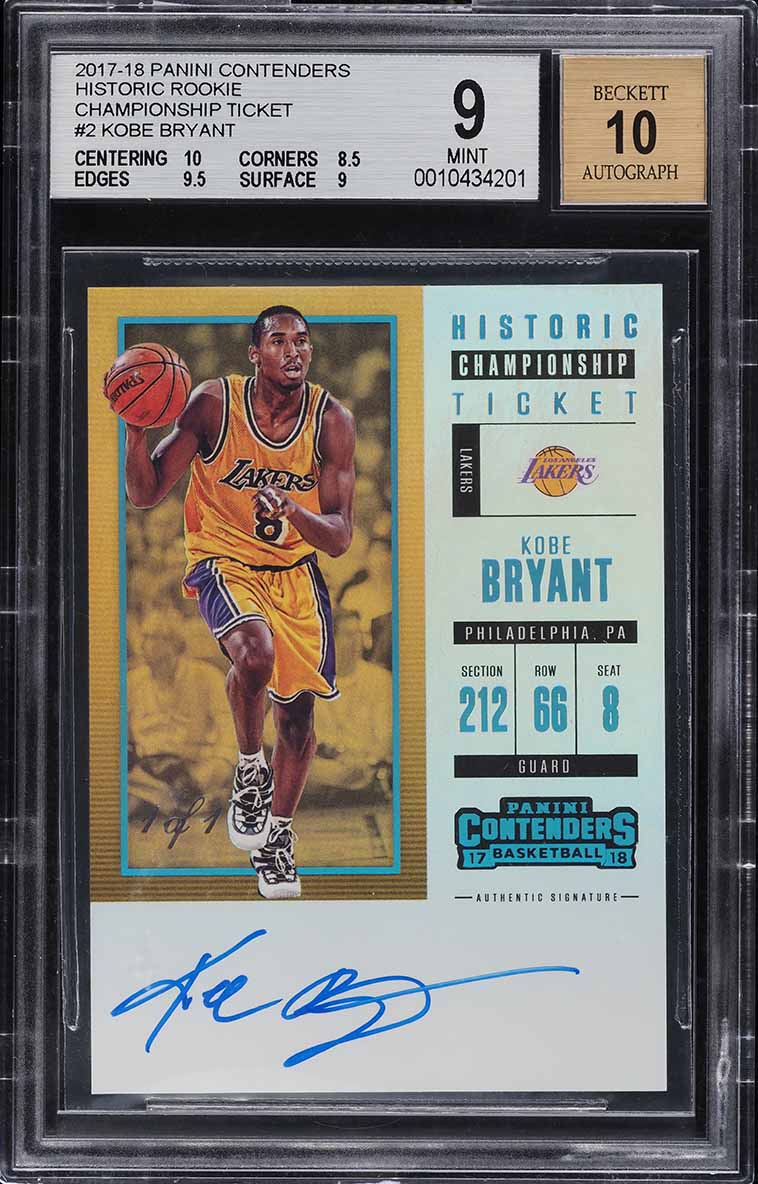 2017 Panini Contenders Historic Championship Ticket Kobe Bryant AUTO 1/ ...