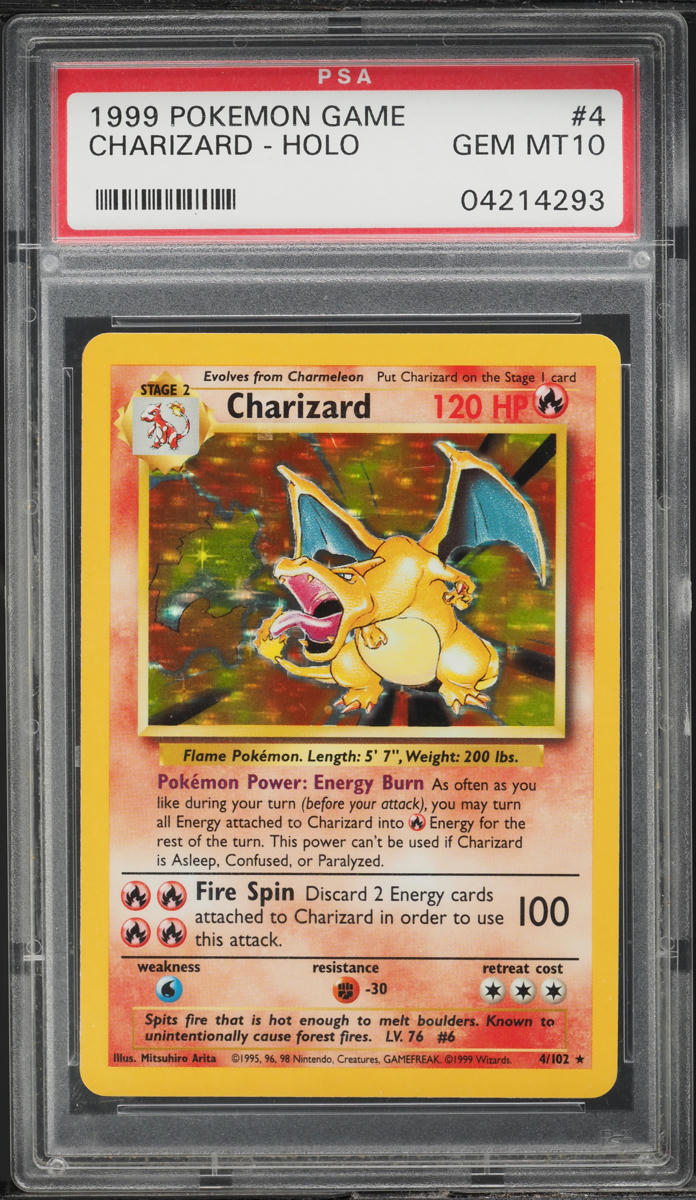1999 Pokemon Base Set Holo Charizard #4 PSA 10 GEM MINT on Fanatics Collect