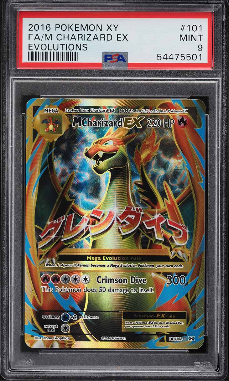 2016 Pokemon XY Evolutions Full Art Mega Charizard EX #101 PSA 9 MINT ...