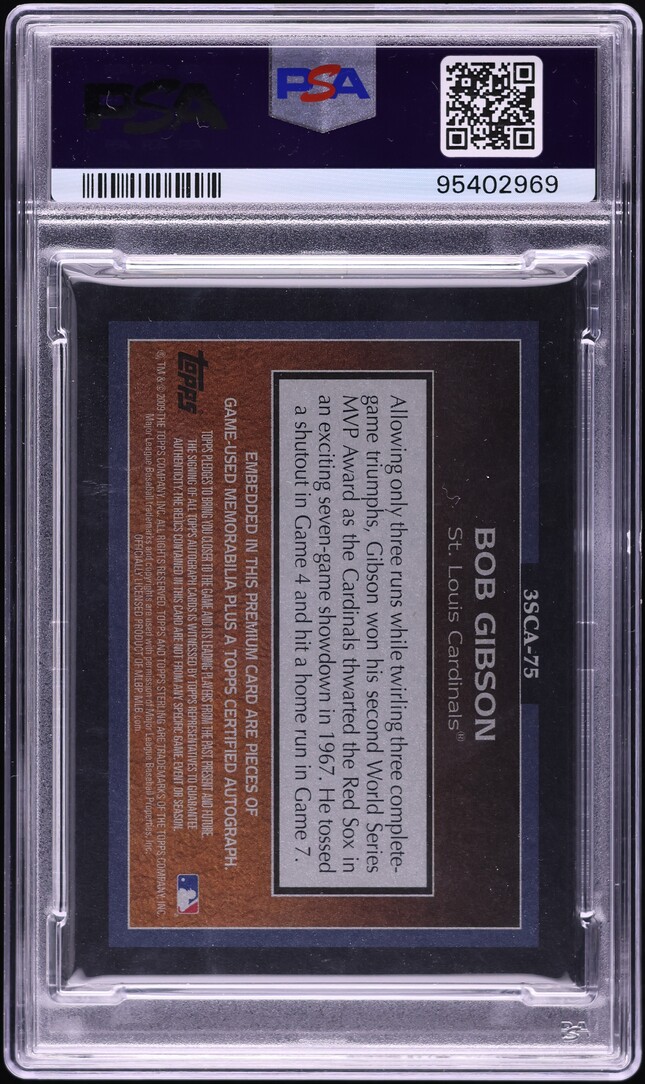 2009 Topps Sterling Career Chronicles Silver Bob Gibson PATCH AUTO 1/1 ...