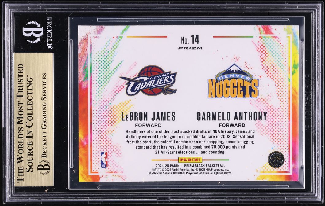 2024 Panini Prizm Black Color Blast Dual LeBron James Carmelo Anthony ...
