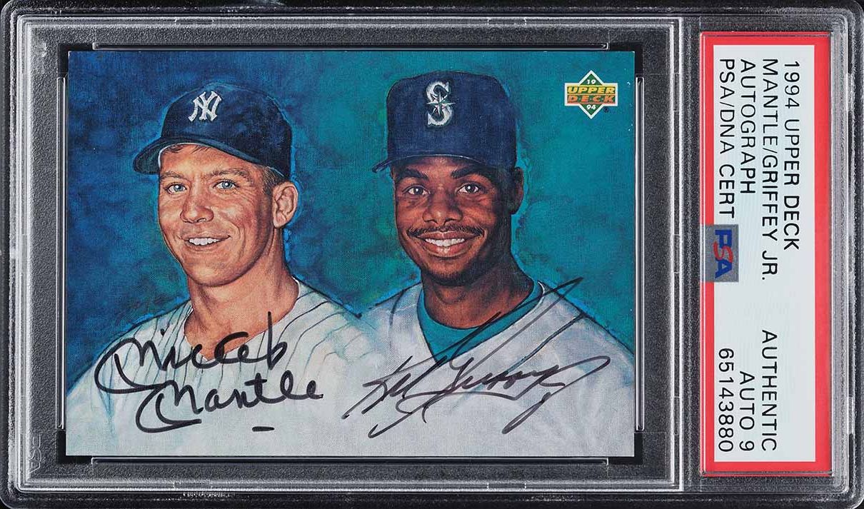 1994 Upper Deck Mickey Mantle & Ken Griffey Jr. AUTO DNA 9 PSA AUTH on ...