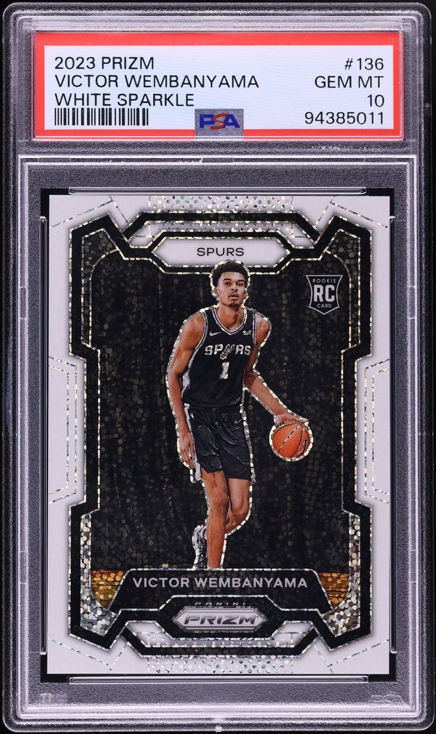 2023 Panini Prizm White Sparkle Victor Wembanyama ROOKIE #136 PSA 10 ...