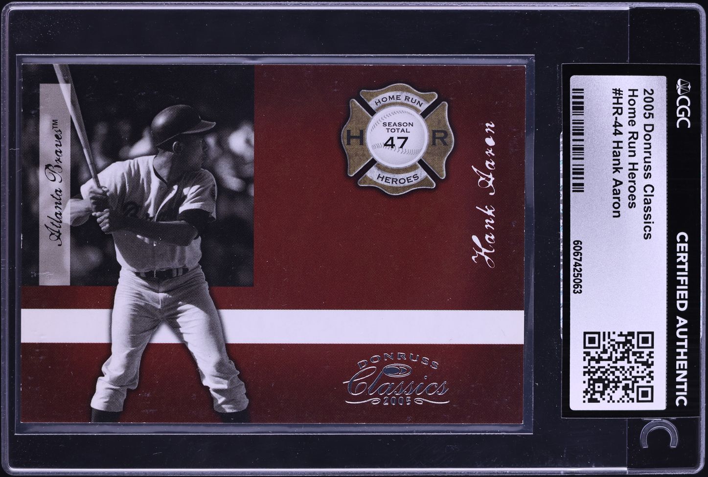 2005 Donruss Classics Home Run Heroes Hank Aaron /1000 #HR-44 CGC AUTH ...