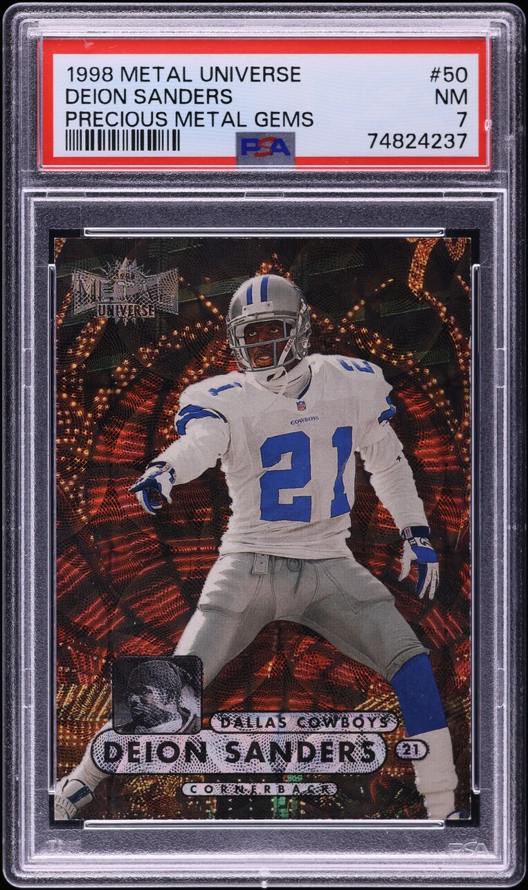 1998 Metal Universe Precious Metal Gems PMG Deion Sanders /50 #50 PSA 7 ...