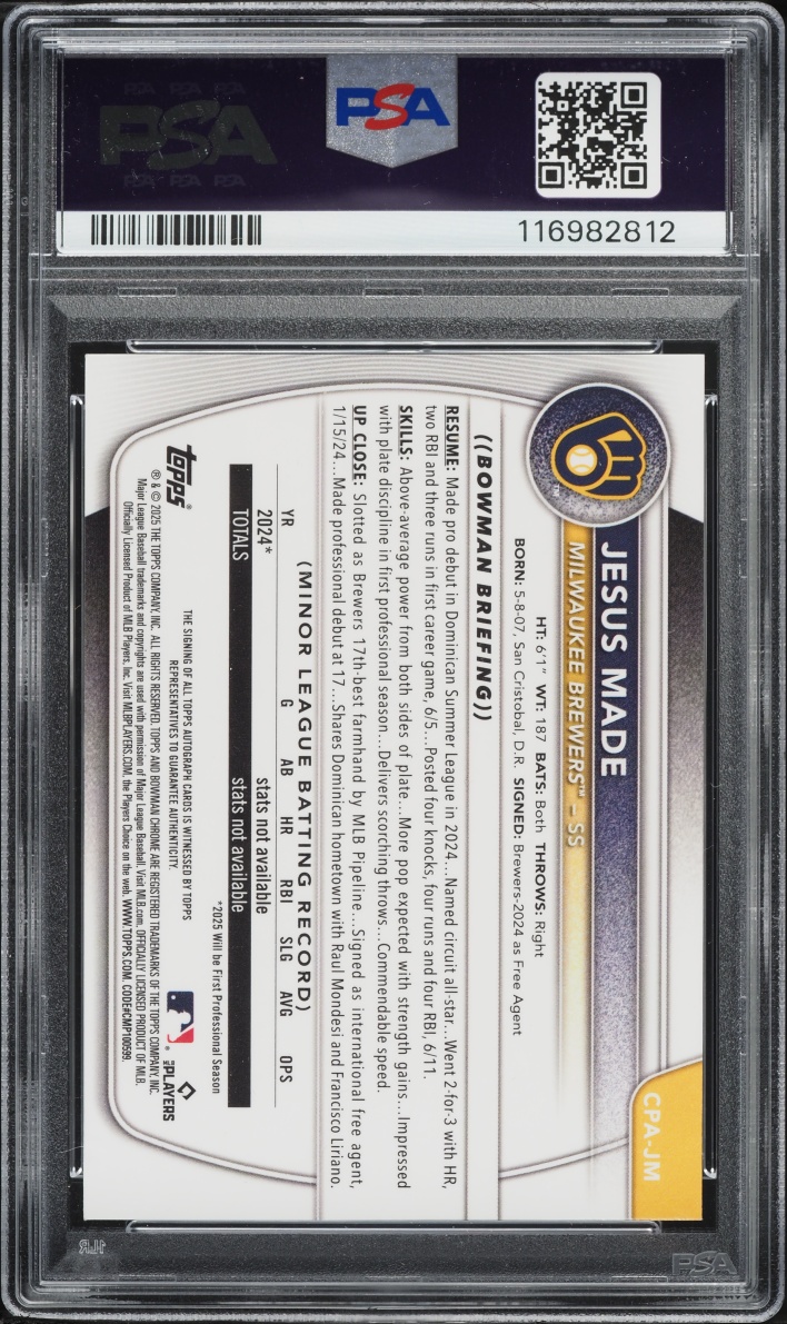 2025 Bowman Chrome Gold Refractor Jesus Made PROSPECT AUTO /50 #CPA-JM ...