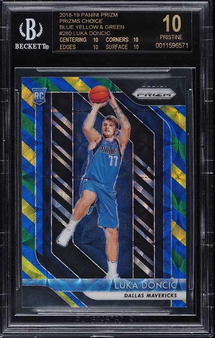 2018 Prizm Choice Blue Yellow Green Luka Doncic ROOKIE #280 BGS 10 ...