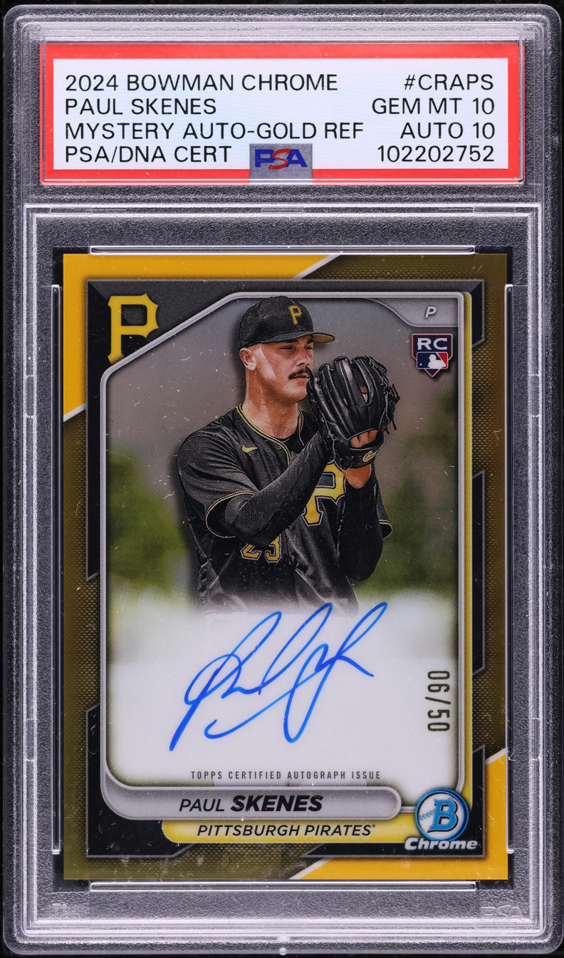 2024 Bowman Chrome Gold Refractor Paul Skenes Mystery AUTO /50 RC PSA 10 GEM on Fanatics Collect