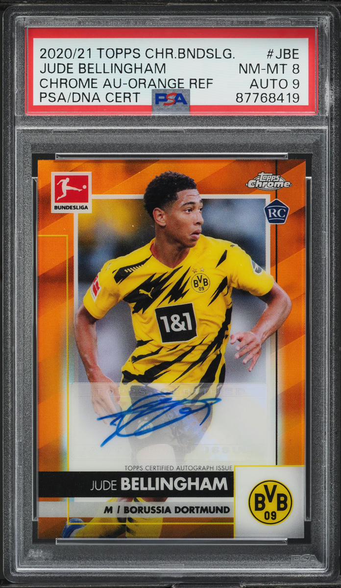 2020 Topps Chrome Bundesliga Orange Jude Bellingham ROOKIE AUTO DNA 9 / ...