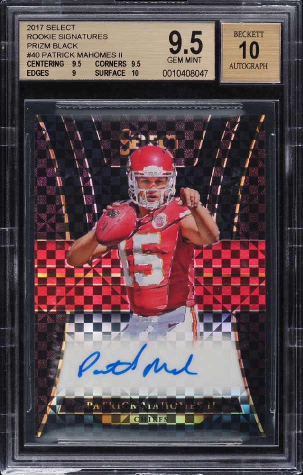 2017 Select Signatures Black Prizm Patrick Mahomes ROOKIE AUTO 1/1 #40 ...
