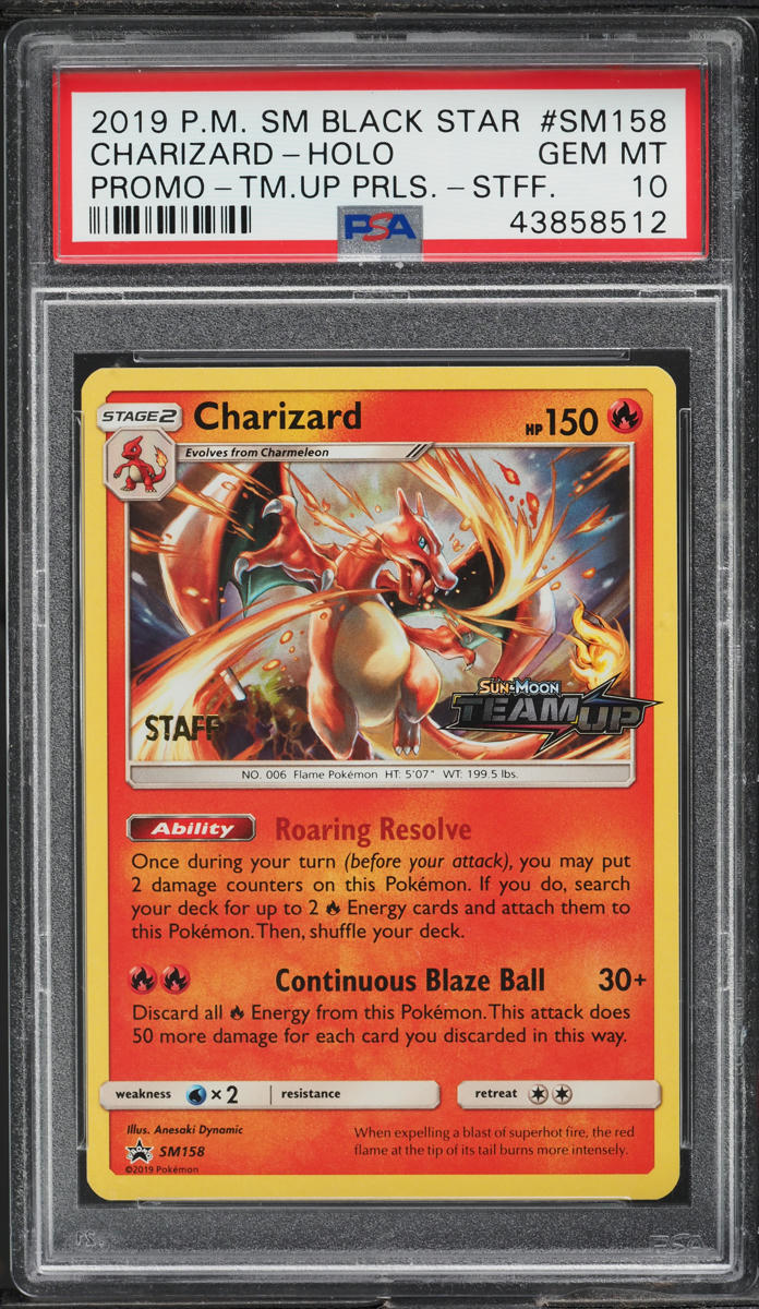 2019 Pokemon SM Team Up Prerelease Staff Holo Charizard #SM158 PSA 10 ...