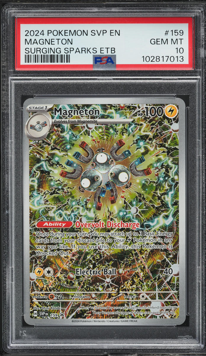2024 Pokemon SV Black Star Promo Surging Sparks ETB Magneton #159 PSA ...