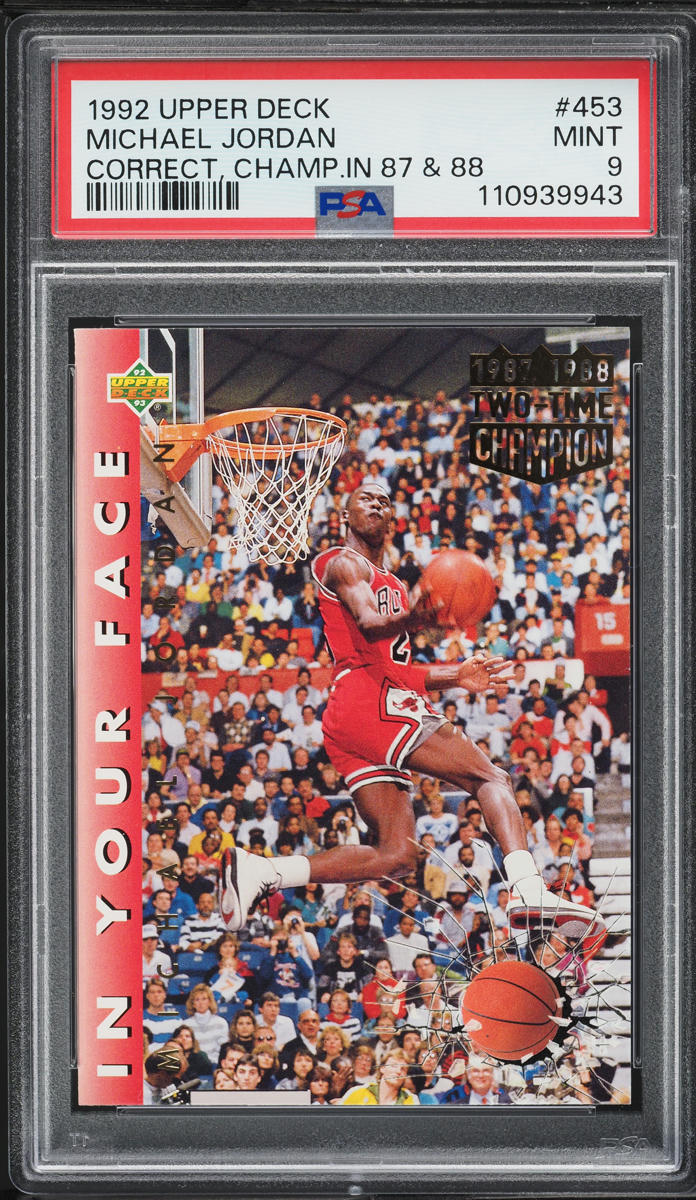 1992 Upper Deck Champ In '87 & '88 Michael Jordan #453 PSA 9 MINT on Fanatics Collect