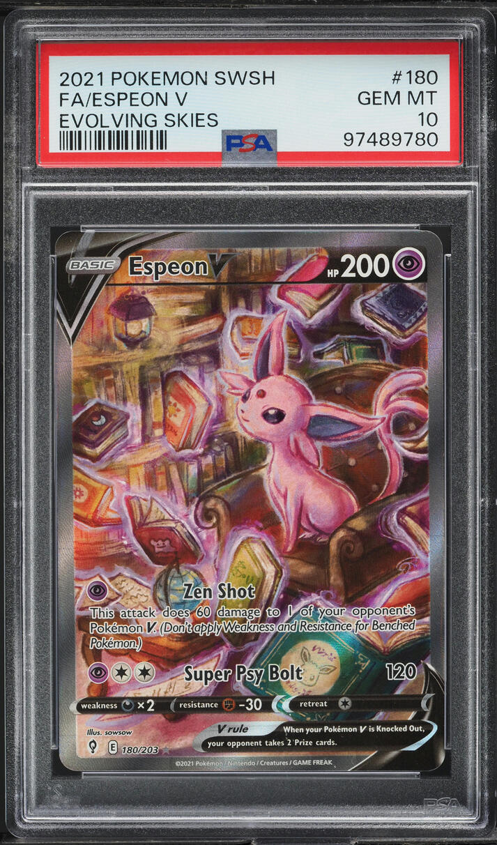 2021 Pokemon Sword & Shield Evolving Skies Full Art Espeon V #180 PSA 10 GEM on Fanatics Collect
