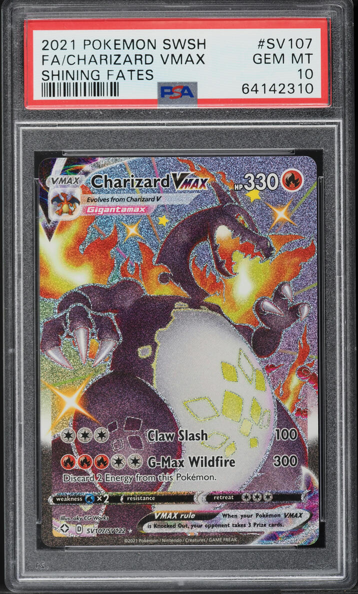 2021 Pokemon SWSH Shining Fates Alt Art Charizard VMAX #107 PSA 10 GEM ...