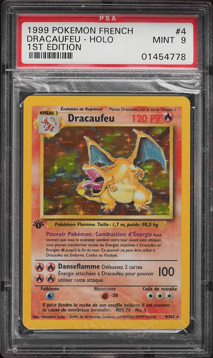 1999 Pokemon French Base Set 1st Edition Holo Charizard Dracaufeu #4 ...