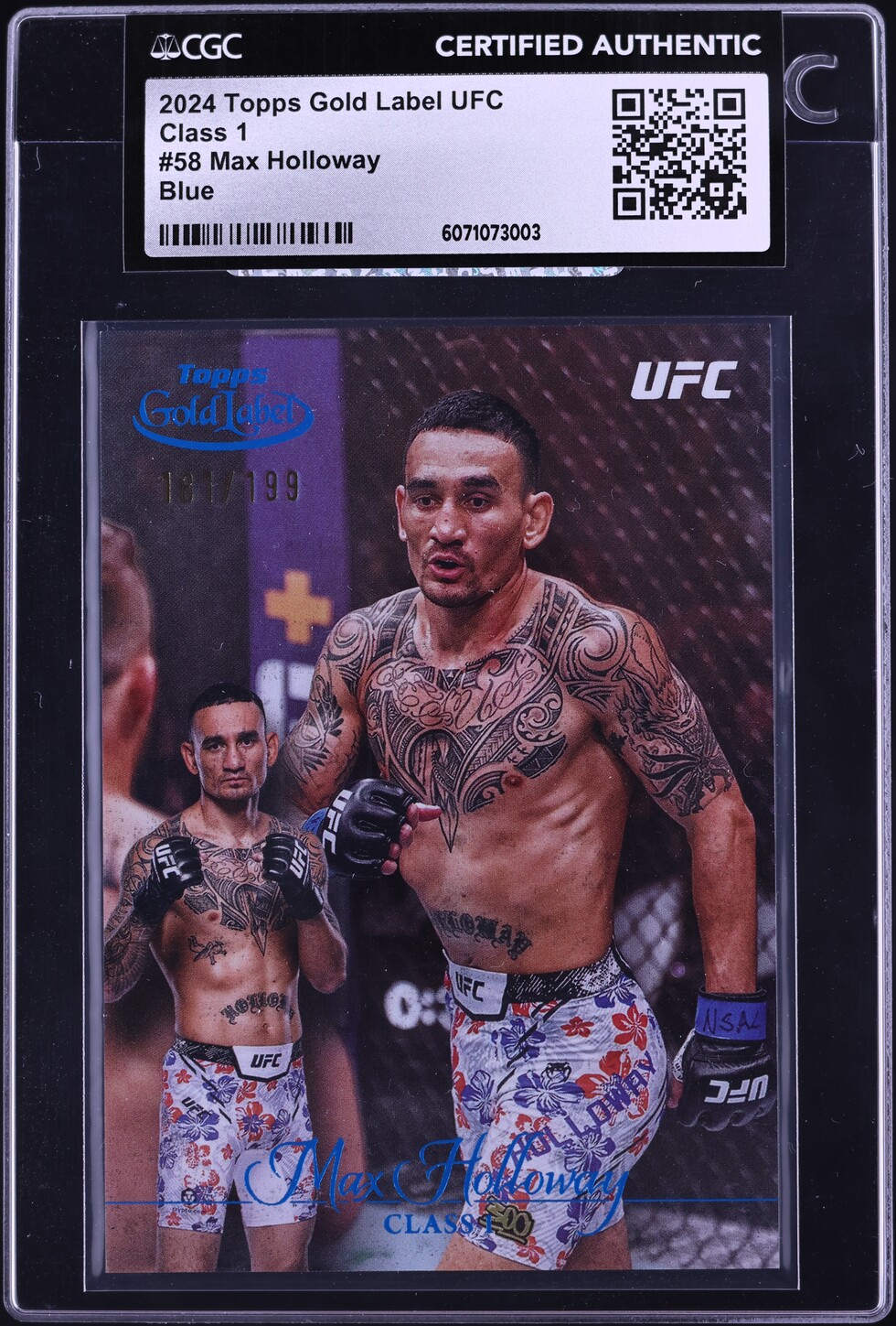 2024 Topps Gold Label UFC Class 1 Blue Max Holloway /199 #58 CGC AUTH ...
