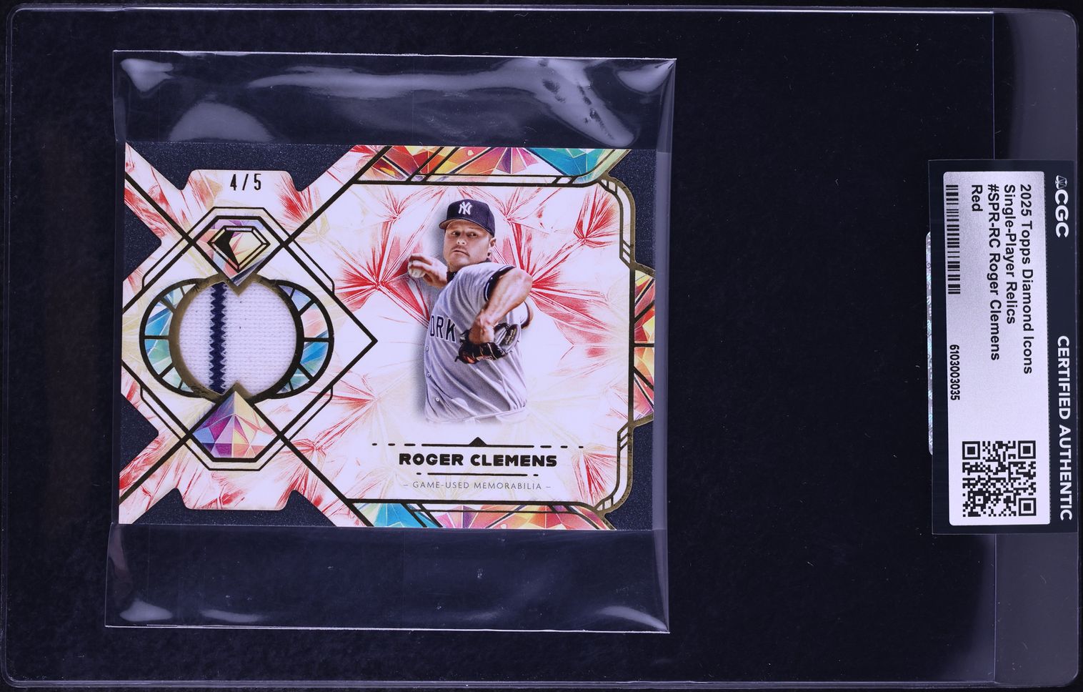 2025 Topps Diamond Icons Single-Player Jersey Red Roger Clemens PATCH ...