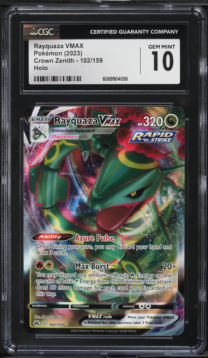 2023 Pokemon Sword & Shield Crown Zenith Rayquaza VMAX #102 CGC 10 GEM ...