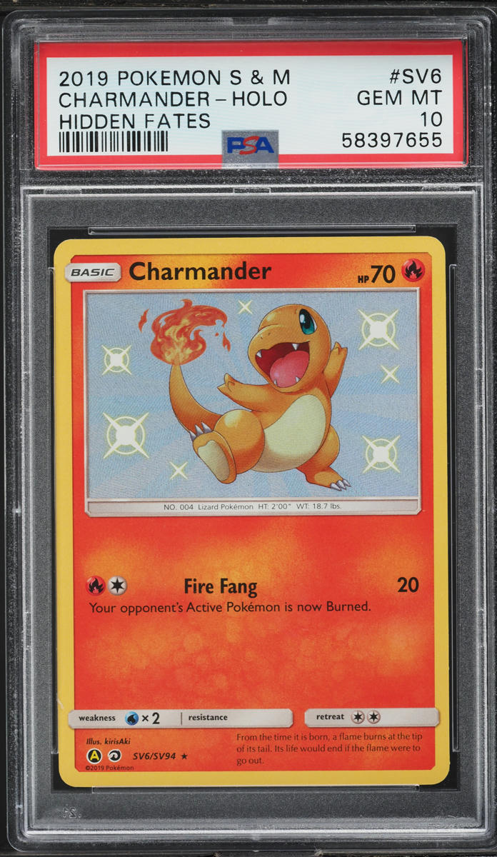 2019 Pokemon Sun & Moon Hidden Fates Shiny Charmander #SV6 PSA 10 GEM ...