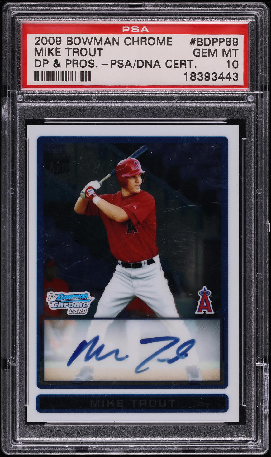 2009 Bowman Chrome Draft Mike Trout ROOKIE AUTO #BDPP89 PSA/DNA 10 GEM ...