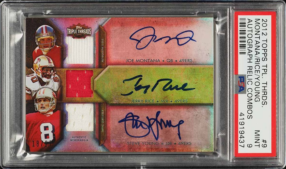 2012 Topps Triple Threads Joe Montana Jerry Rice Young PATCH AUTO /27 ...