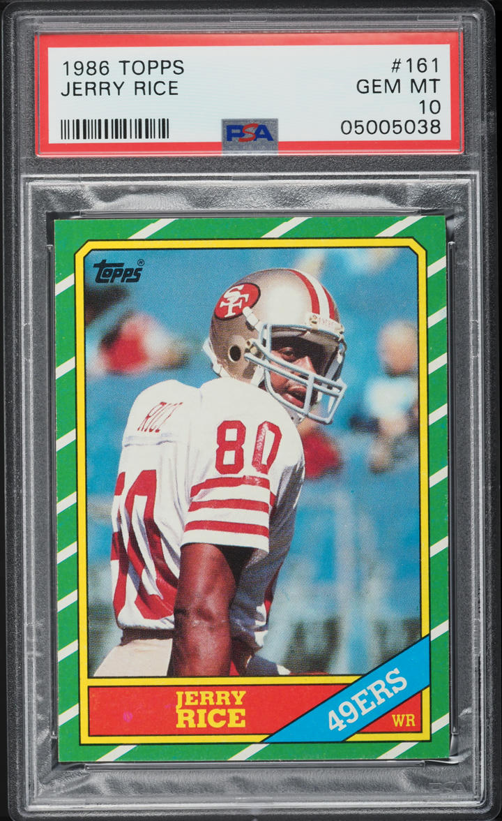 1986 Topps Football Jerry Rice ROOKIE #161 PSA 10 GEM MINT on Fanatics ...