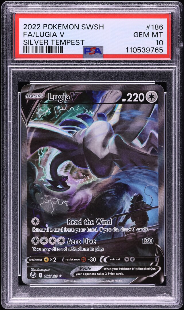 2022 Pokemon Sword & Shield Silver Tempest Alt Art Lugia V #186 PSA 10 ...