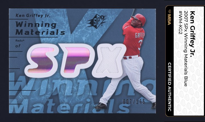 2007 SPx Winning Materials Blue Ken Griffey Jr. PATCH /175 #WM-KG2 MBA ...
