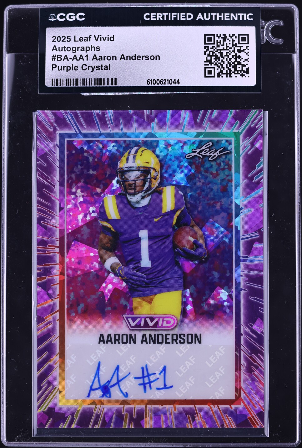 2025 Leaf Vivid Purple Crystal Aaron Anderson ROOKIE AUTO 1/1 #BA-AA1 ...