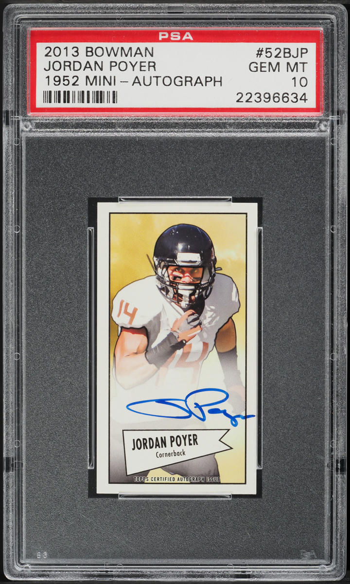 2013 Bowman '52 Mini Jordan Poyer ROOKIE AUTO #52B-JP PSA 10 GEM MINT ...