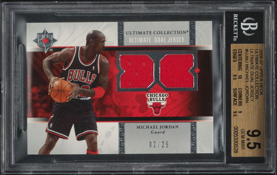 2006 Ultimate Collection Jerseys Dual Michael Jordan PATCH /25 BGS 9.5 ...