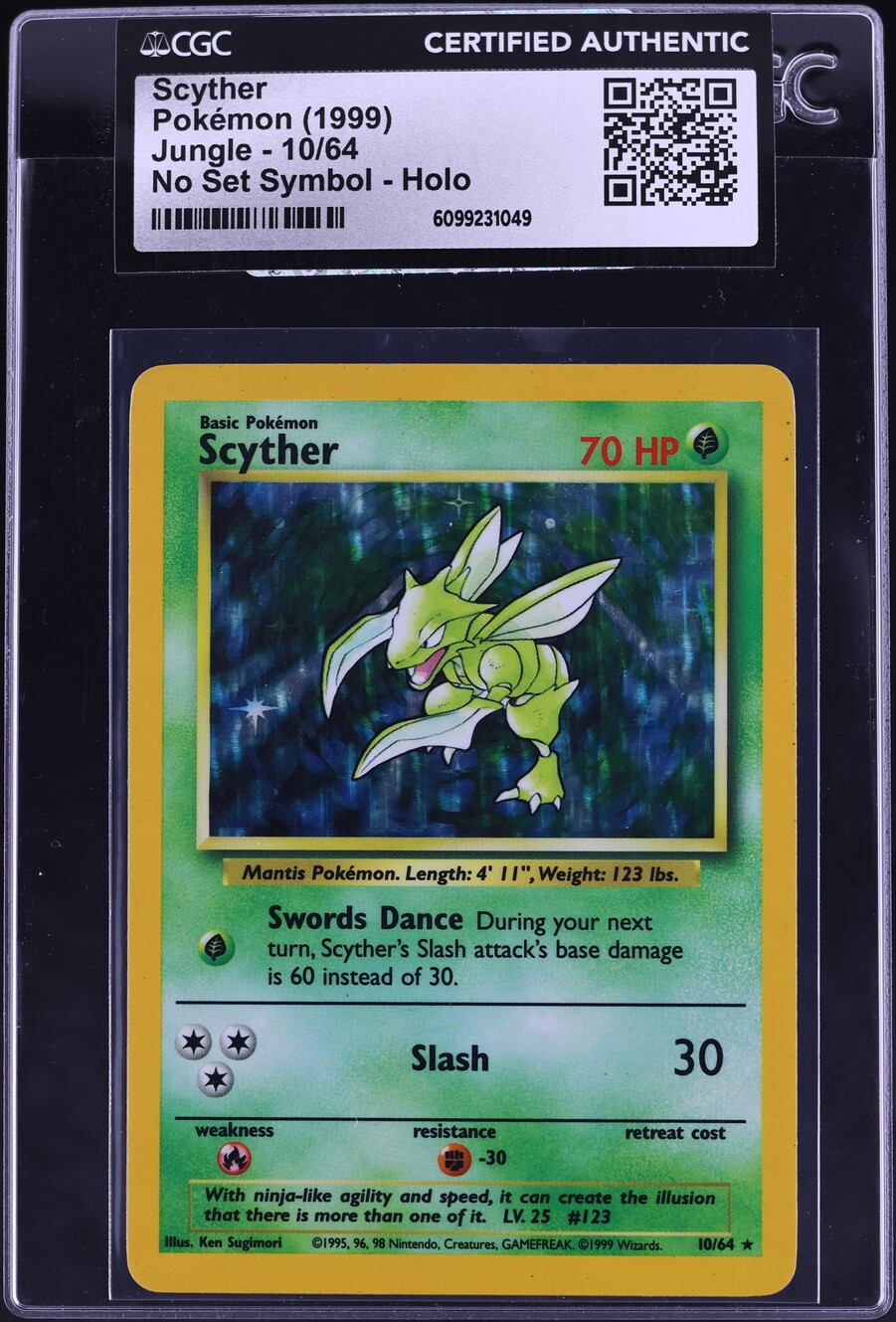 1999 Pokemon Jungle No Set Symbol Holo Scyther #10 CGC AUTH on Fanatics ...