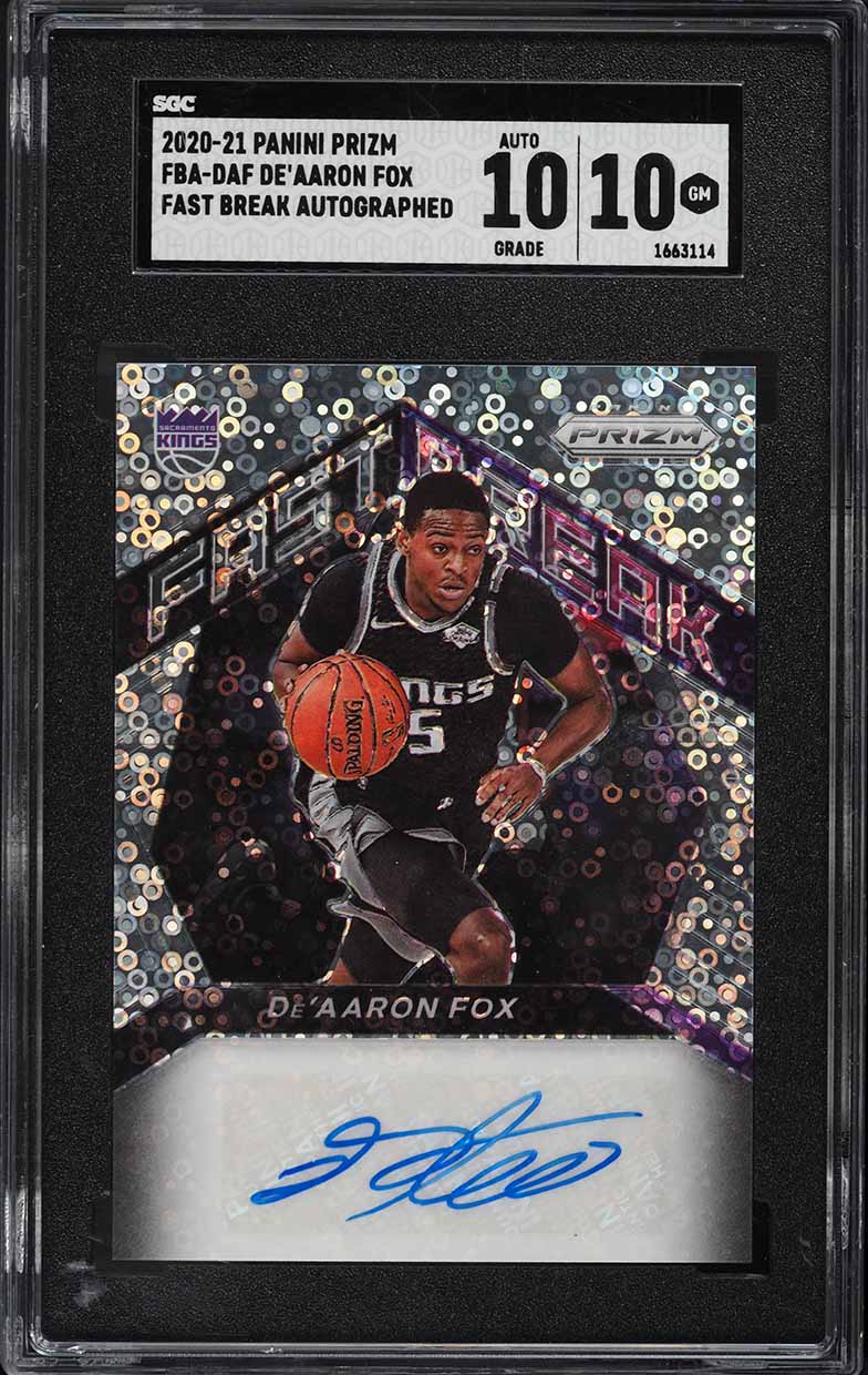 2020 Panini Prizm Fast Break De'Aaron Fox AUTO #FBA-DAF SGC 10 GEM MINT ...